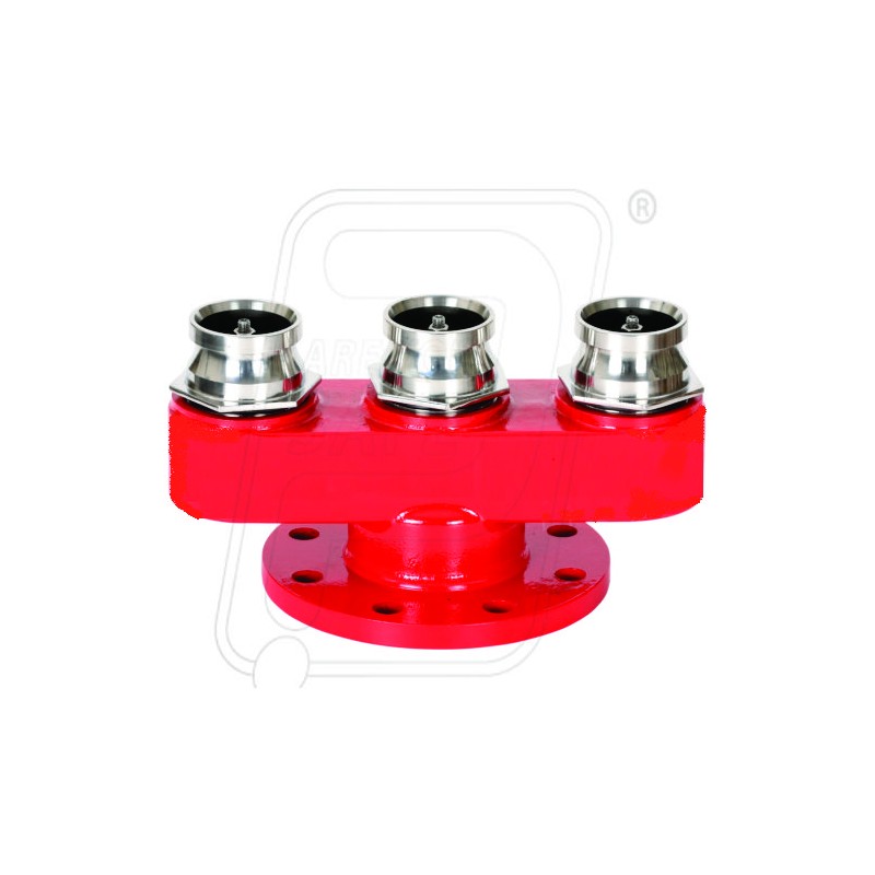 Fire hydrant three way breeching valve SS pneucons