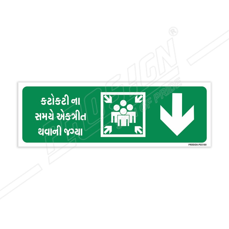 Emergency Assembly Point With Right Down Arrow Sign| Protector FireSafety