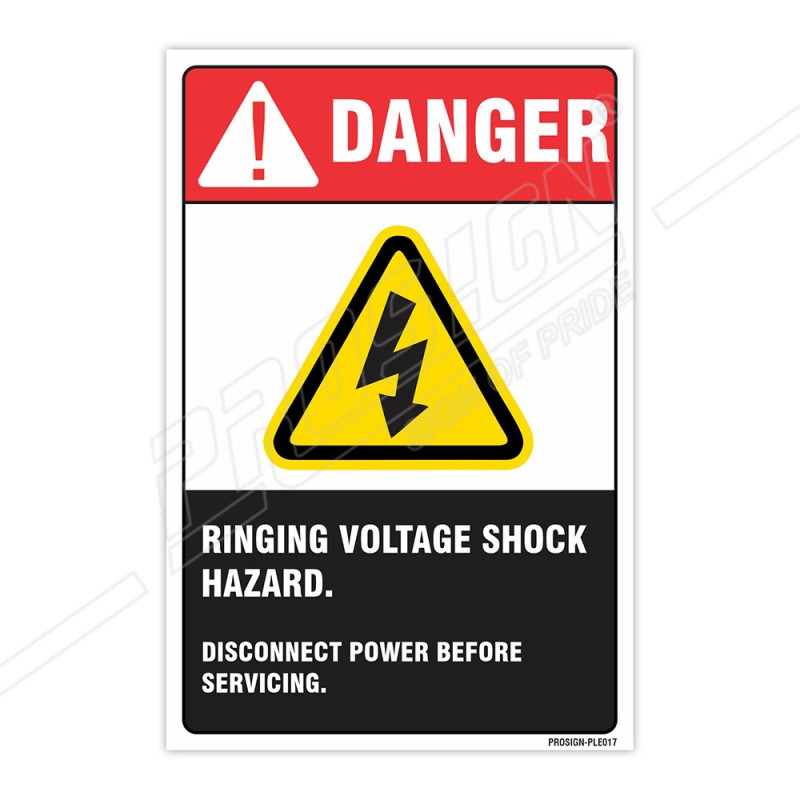 Ringing Voltage Shock Hazard Electrical Safety Label| Protector FireSafety