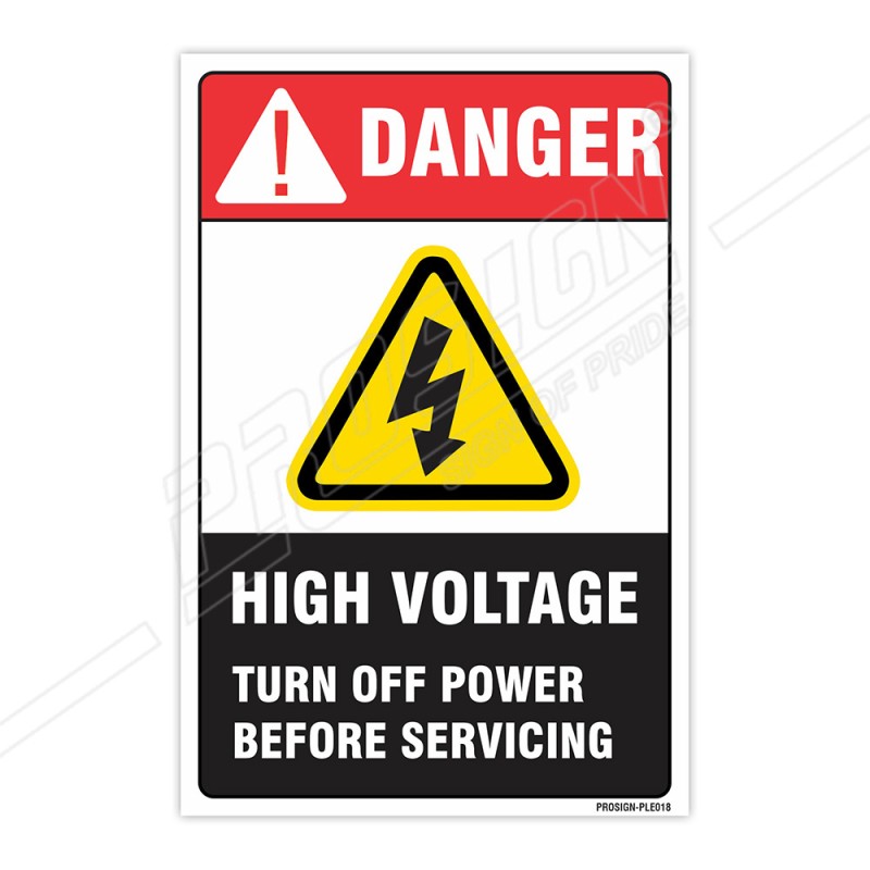 High Voltage Turn Off Power Before Servicing Electrical Safety Label ...
