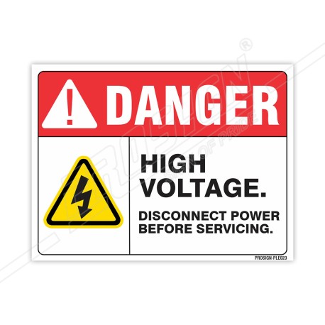 High Voltage Disconnect Power Before Servicing Electrical Safety Label ...