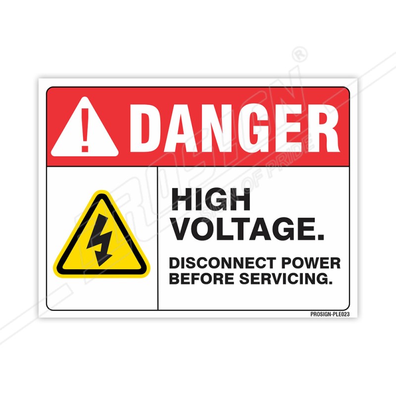 High Voltage Disconnect Power Before Servicing Electrical Safety Label ...