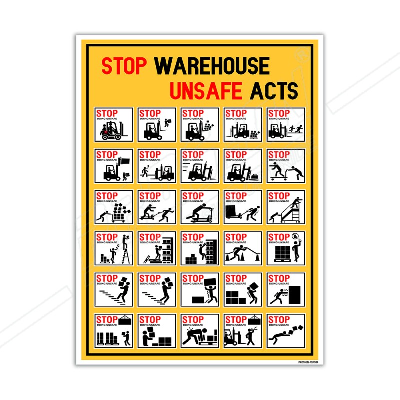 Stop Warehouse Unsafe Acts Safety Posters| Protector FireSafety