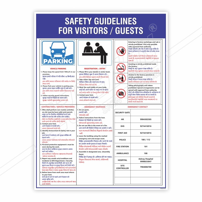 Safety Guideline For Visitor & Guest in Hindi, English & Gujrati ...