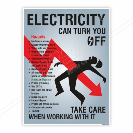 Electricity Can Turn You Off, Electrical Safety Posters| Protector FireSafety